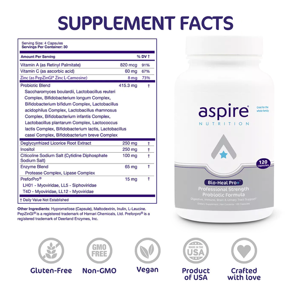 Bio-Heal Pro+ Probiotic Capsules | Aspire Nutrition